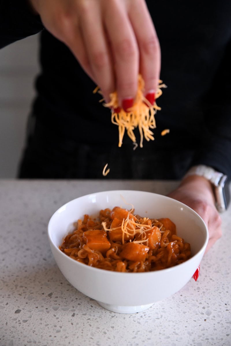 Creamy Cheesy Buldak Noodles with Imitation Crab Recipe | Instant Ramen