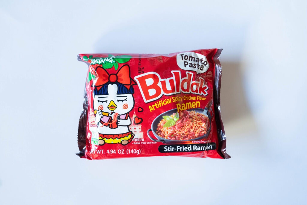 Samyang Buldak Tomato Pasta Spicy Chicken Stir-Fried Ramen Review ...
